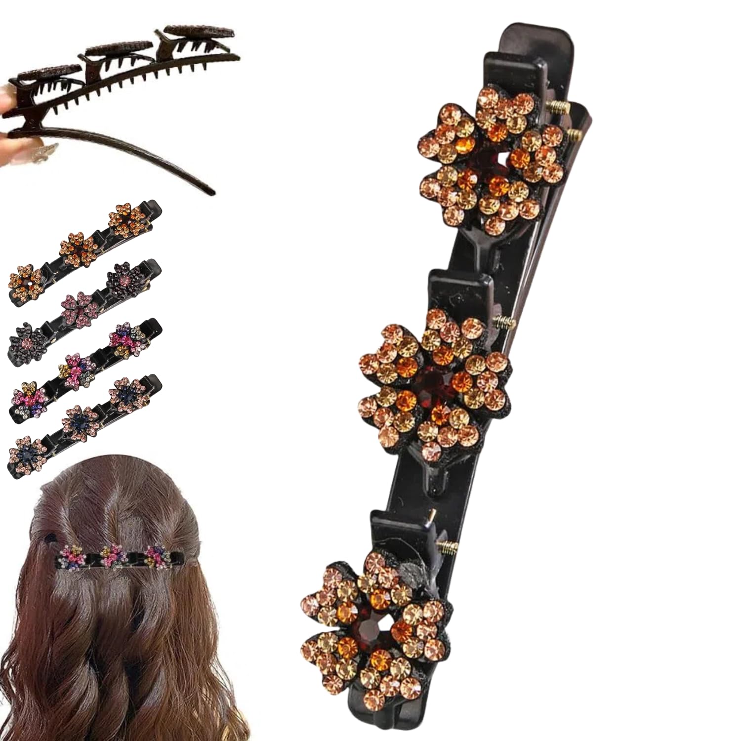 Amazon.com : Sparkling Crystal Stone Braided Hair Clips, 2024 Upgraded ...