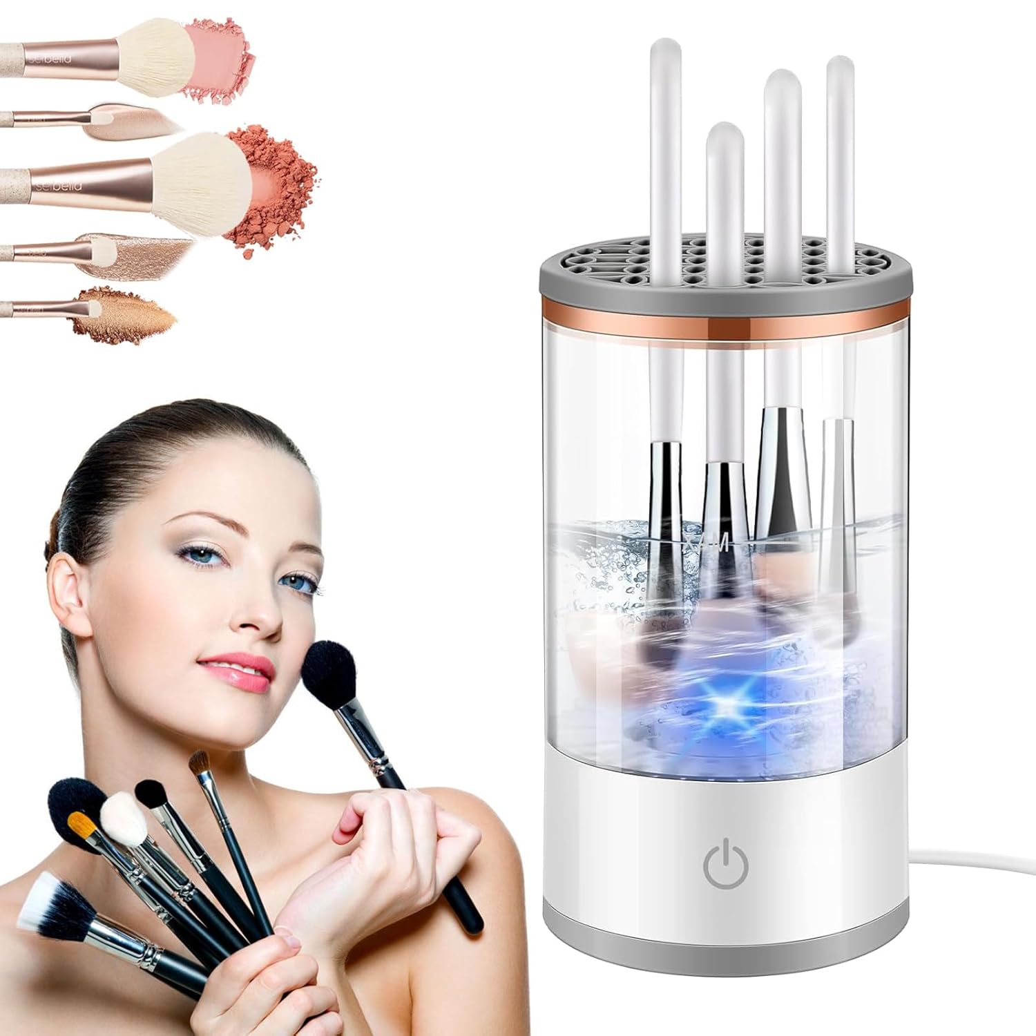 Amazon.com: LUNTHINK Makeup Brush Cleaner Machine，Electric Makeup Brush ...