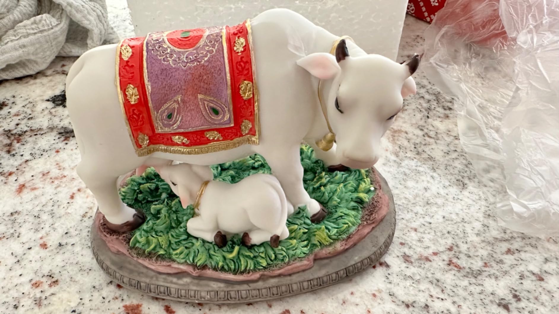Amazon.com: BangBangDa Hindu God Kamdhenu Cow with-Calf - 6.7”L ...