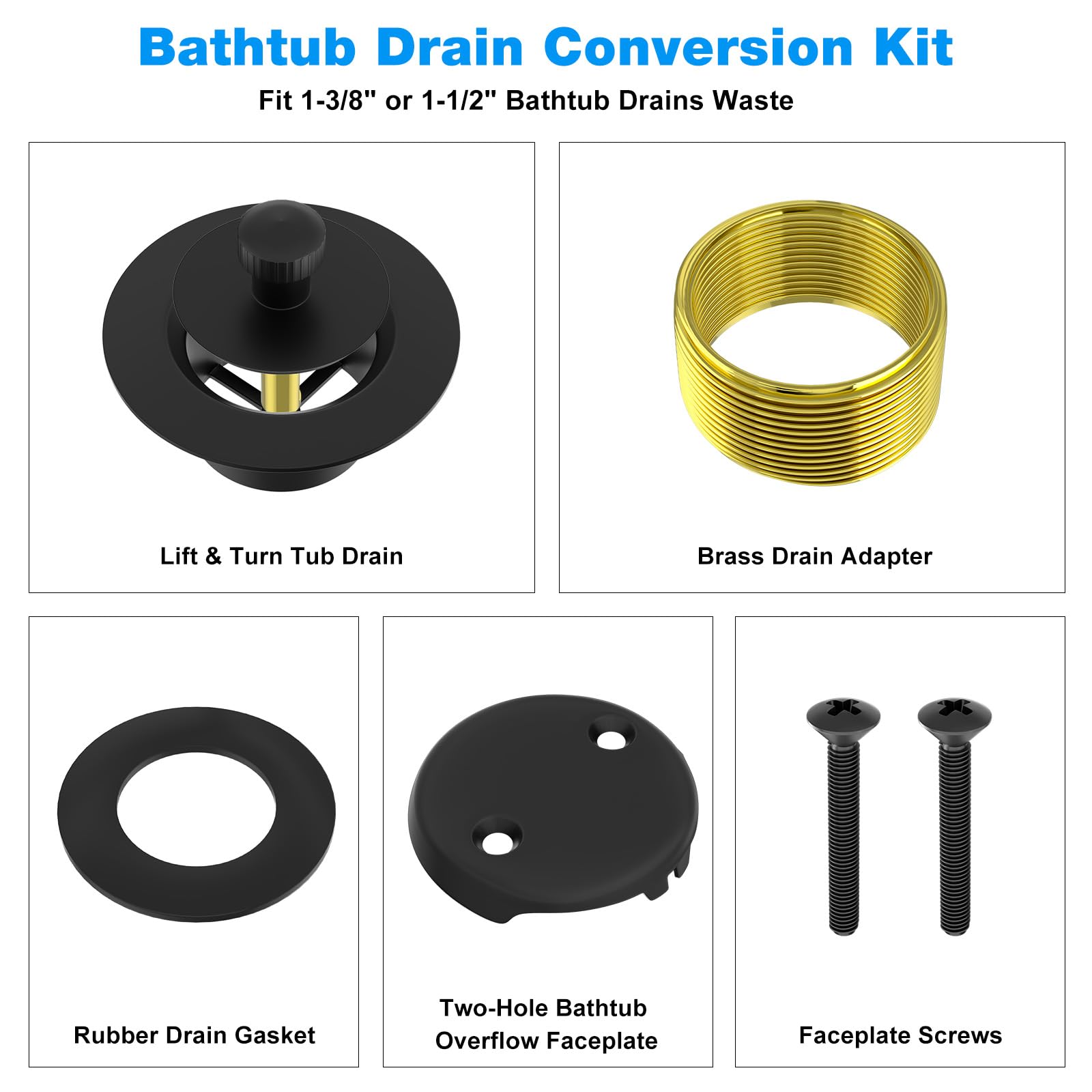 Snapklik.com : Bathtub Drain Conversion Kit Two-Hole Bathtub Overflow ...