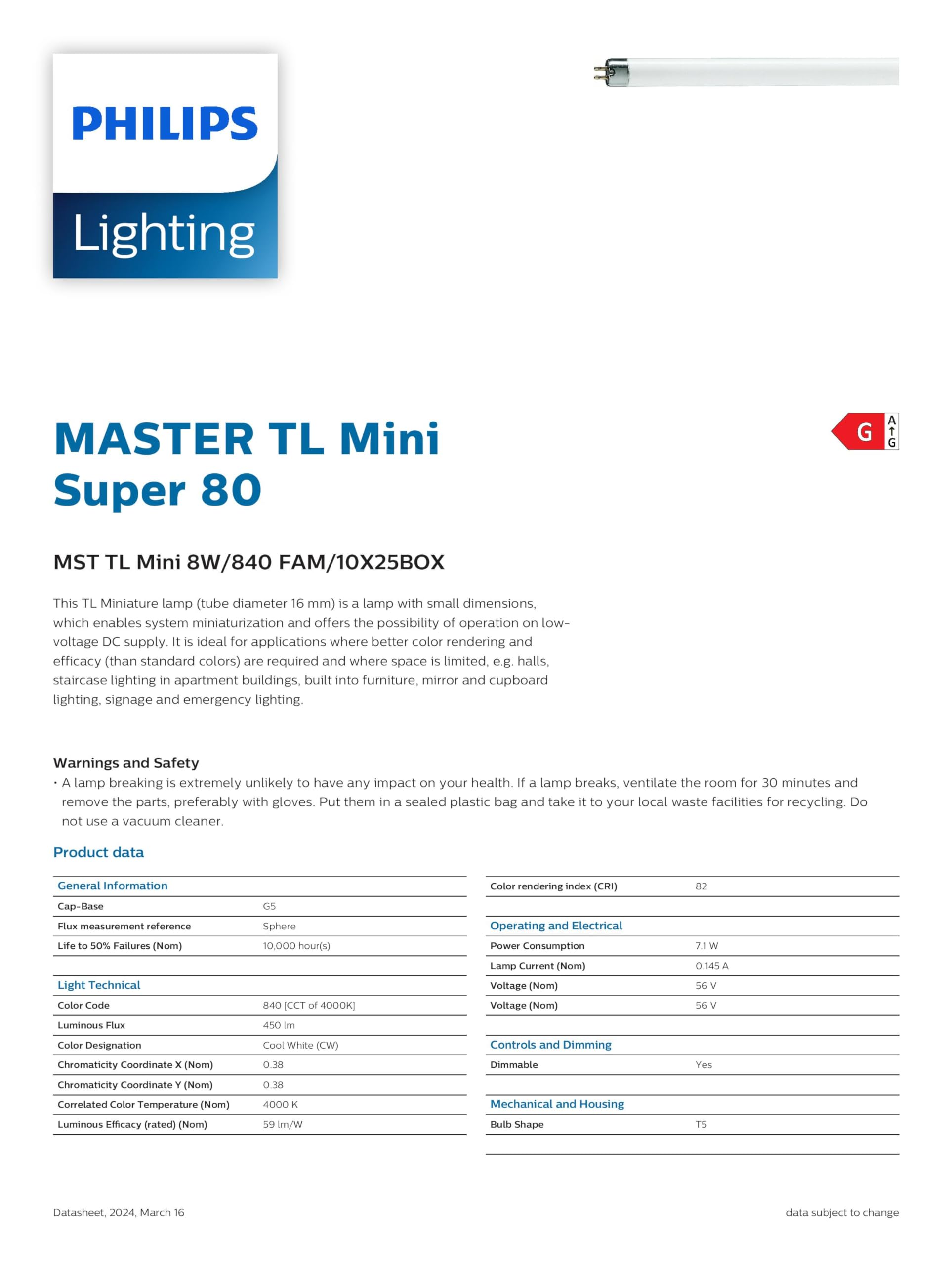 Philips TL MINI PRO 8 Watt 840 Natural White Fluorescent Tube : Amazon ...