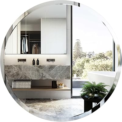 Amazon.com: QEEYON 12'' Round Self Adhesive Circle Glass Mirror HD ...