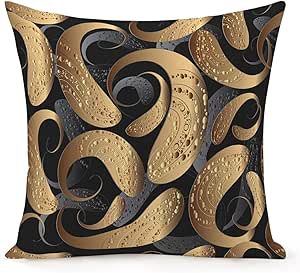 Amazon.com: Jiaopenyou Throw Pillow Cover 20x20 Inch,Gold Abstract Black Throw Pillow Case,Home ...
