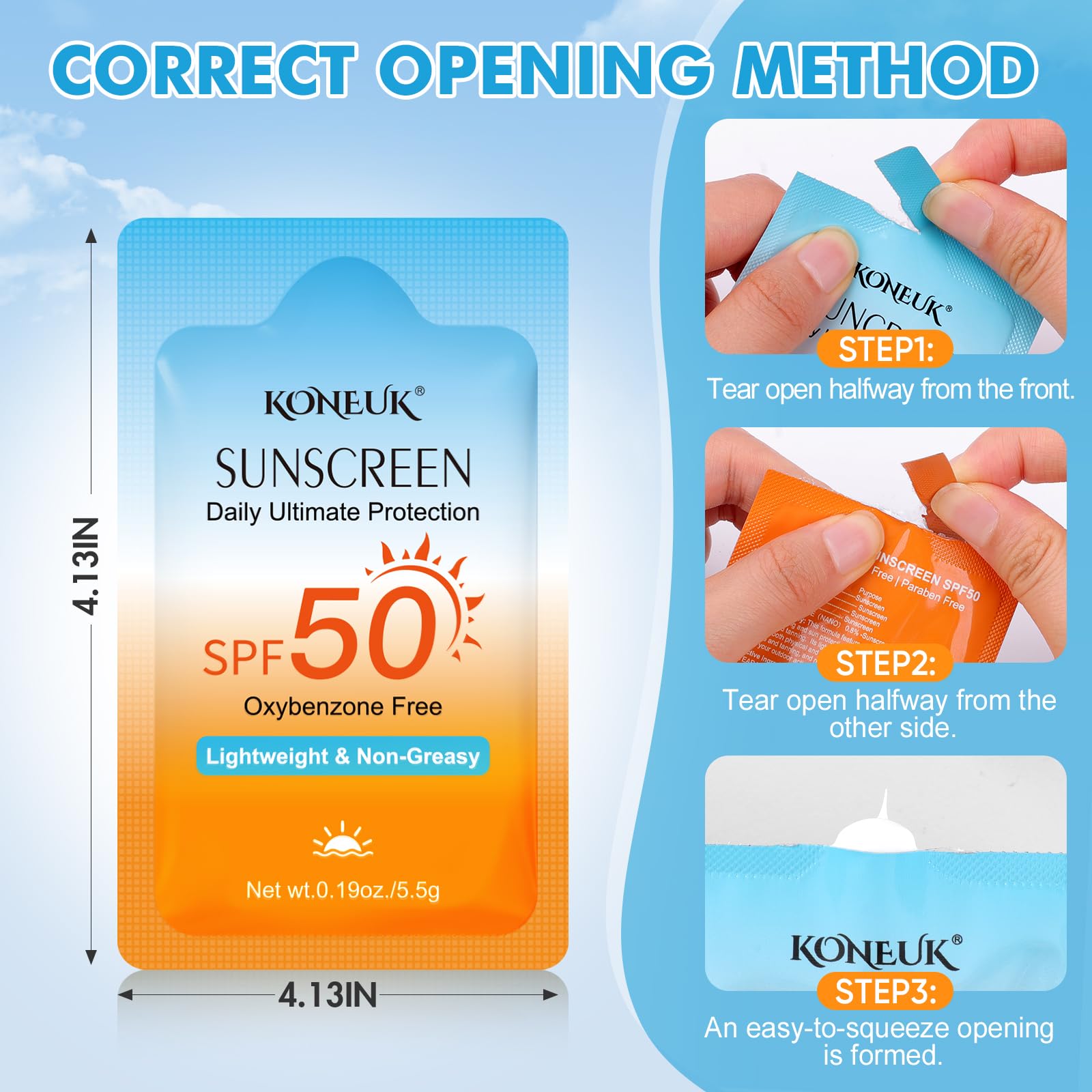 Snapklik.com : 50 Pack Bulk Travel Size Sunscreen For Face And Body ...