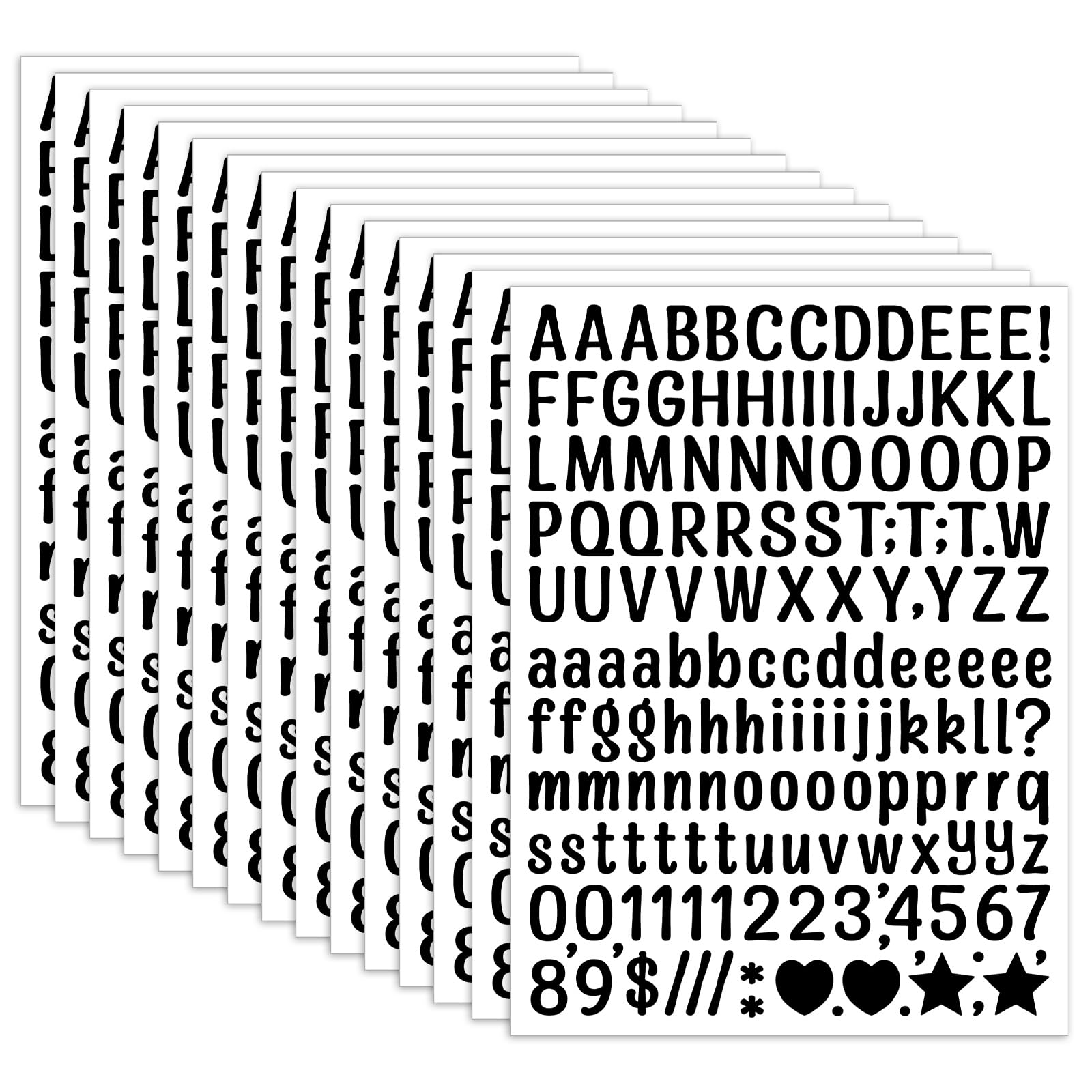 Amazon.com: 15 Sheet Small Letter Stickers - 1/2 Inch Art Black Vinyl ...