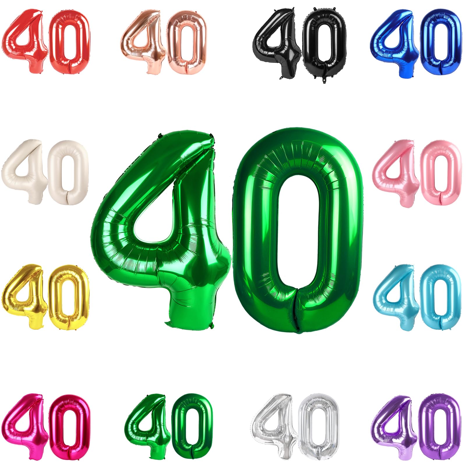 Snapklik.com : 40 Balloon Number, Green Number 40th Birthday Balloons ...