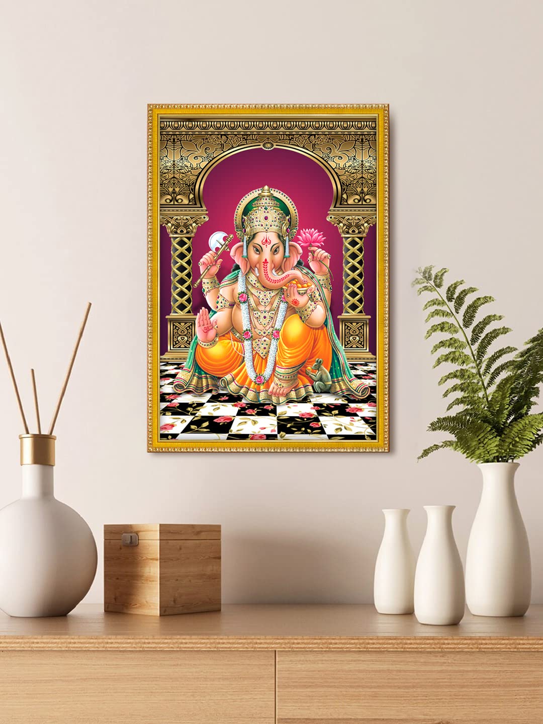Buy 999Store Blessing Lord Ganesha Photo Painting With Photo Frame For ...