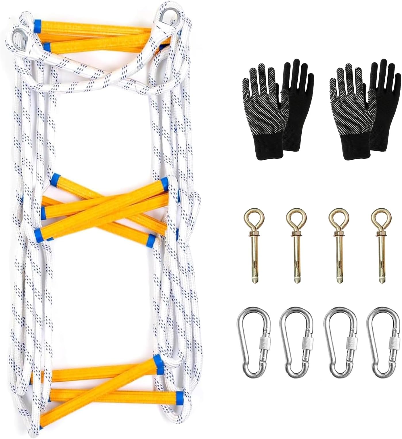 Fire Escape Rope Ladder 8 ft | Emergency Ladder with Spring Hooks ...