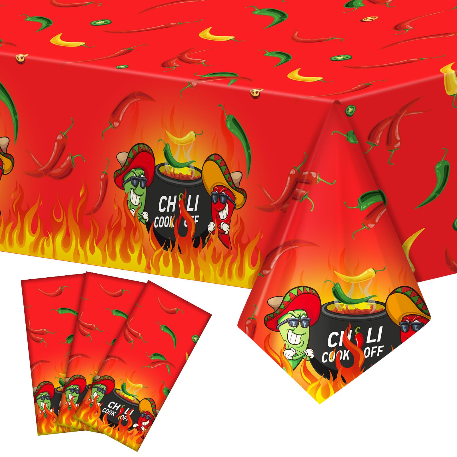 Amazon.com: Oudain 3 Pcs Plastic Chili Cook Off Tablecloths, Chili ...