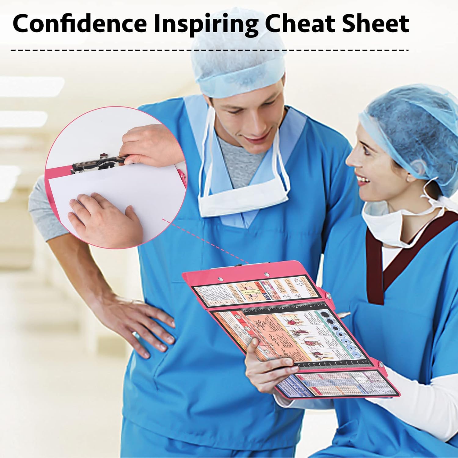 Buy Nursing Clipboard Foldable with Cheat Sheets, 3 Layers Metal ...
