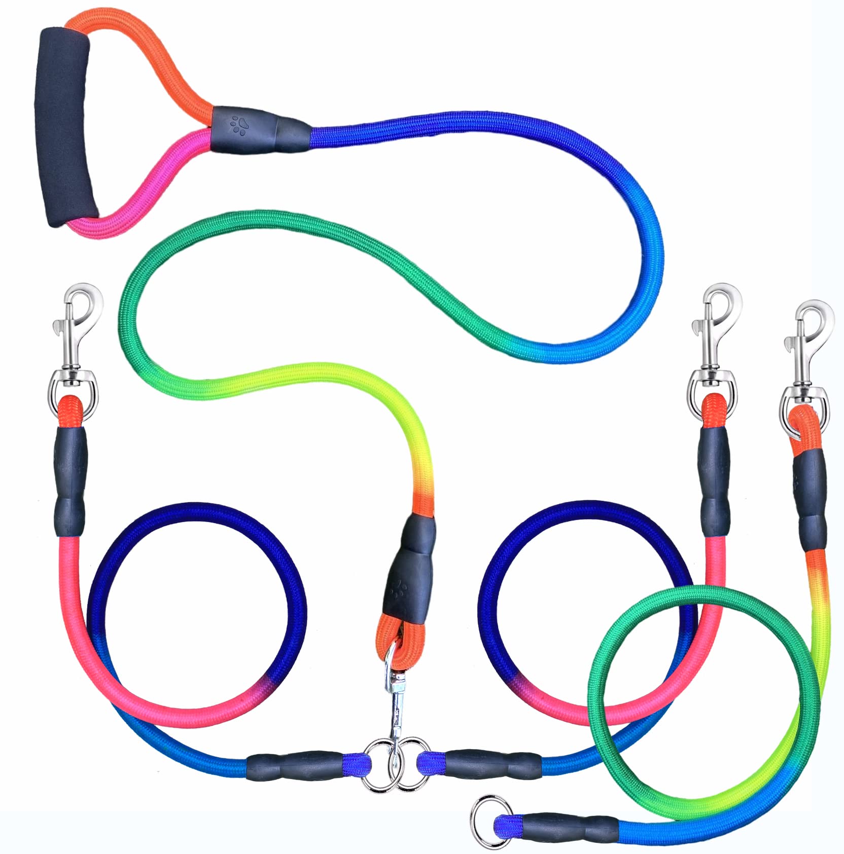 Amazon.com : Heavy Duty 3 Dog Leash No Tangle Detachable 360° Swivel ...