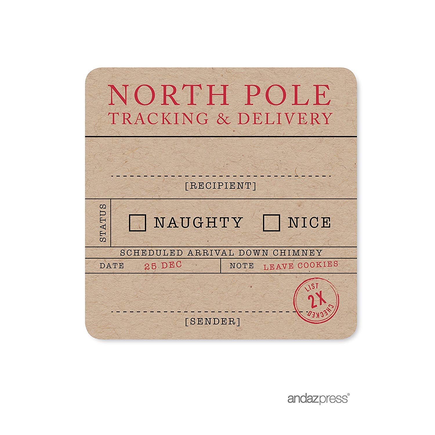 Amazon.com: Andaz Press Christmas Collection, Square Gift Label ...