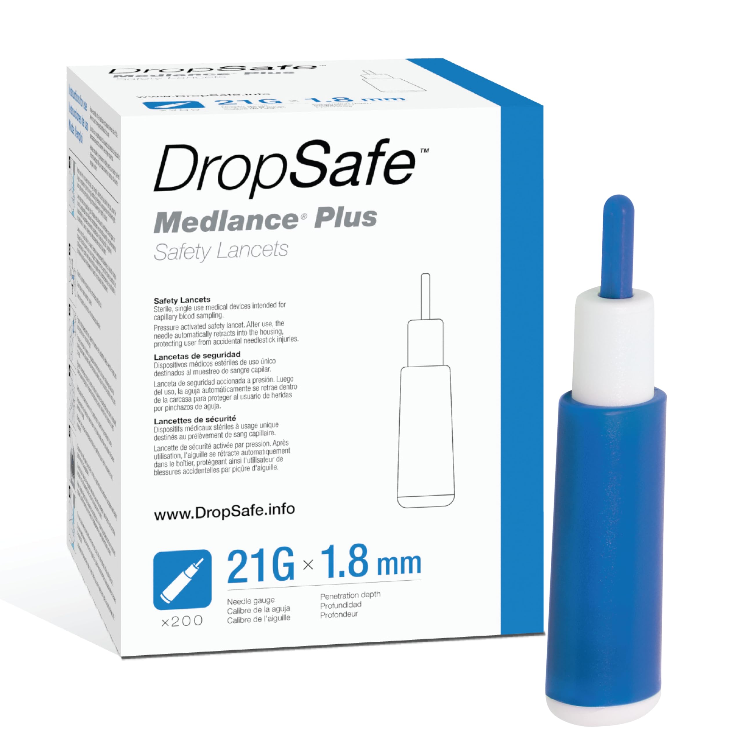Amazon.com: Dropsafe Medlance Plus Safety Lancet, Universal, 21 Gauge ...