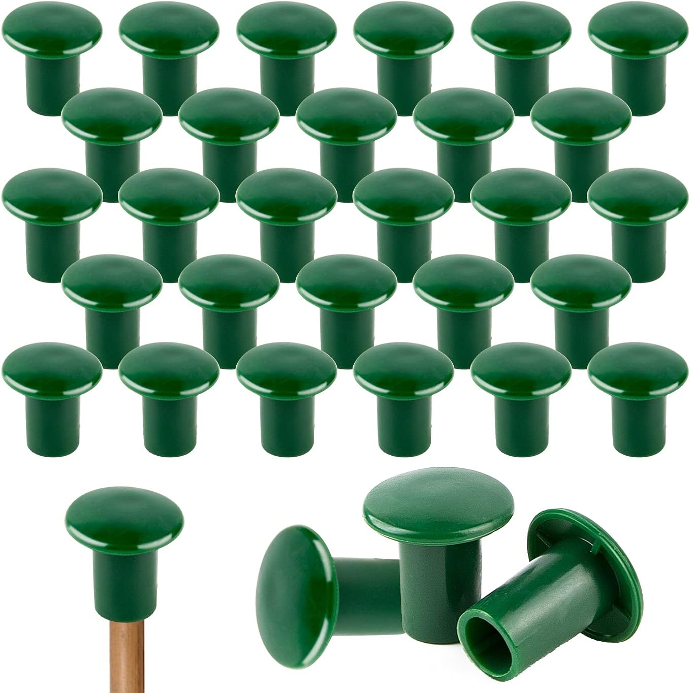 Cane Caps 30 Pcs Green Rubber Garden Bamboo Cane Topper Protectors ...