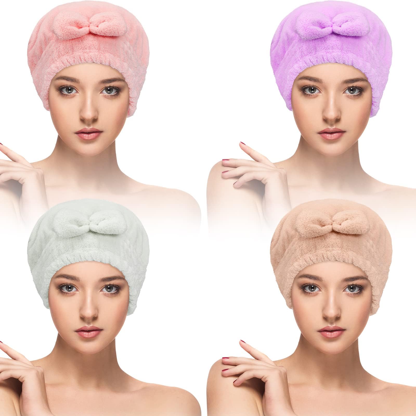 Amazon.com: RESNSTAR 2 Pack Hair Drying Caps, Microfiber Bath Towel Hat ...