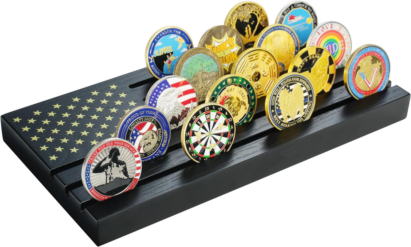 Amazon.com: Sikolyn Challenge Coin Display Holder 6 Rows Coin Stand ...