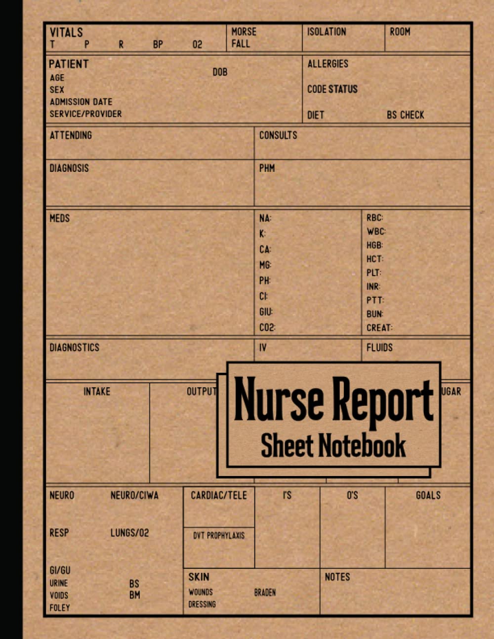 Nurse Report Sheet Notebook Nurse Report Handoff Sheets Icu Nurse ...