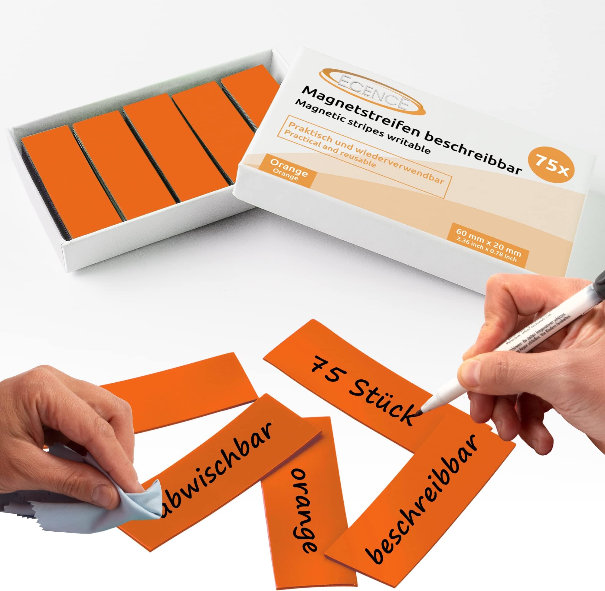 Amazon.com: ECENCE Dry Erase Magnetic Labels 75pcs Reusable Magnetic ...