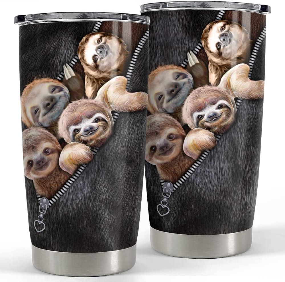 Amazon.com | SANDJEST Sloth Tumbler Lovely Sloths 4 in 1 16oz Tumbler ...