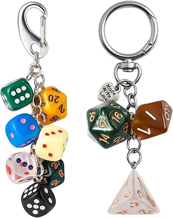 ZHLKHIOP 2 Pack Dice Bag Charm, Dice Keychain, Unique Design for Gifts ...