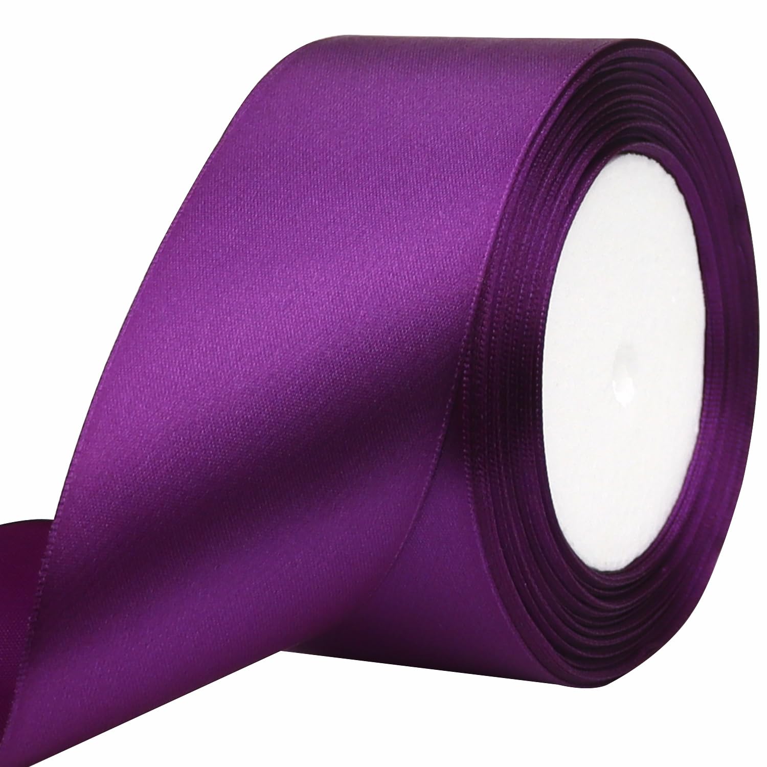 Amazon.com: RIUNBB Purple Solid Satin Ribbon 2 Inch 25 Yards Solid ...