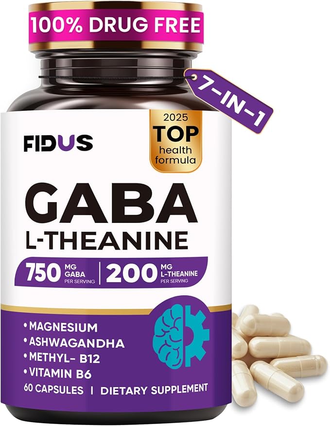 Amazon.com: Fidus GABA 750mg & L-Theanine 150mg – Natural Calm, Sleep ...