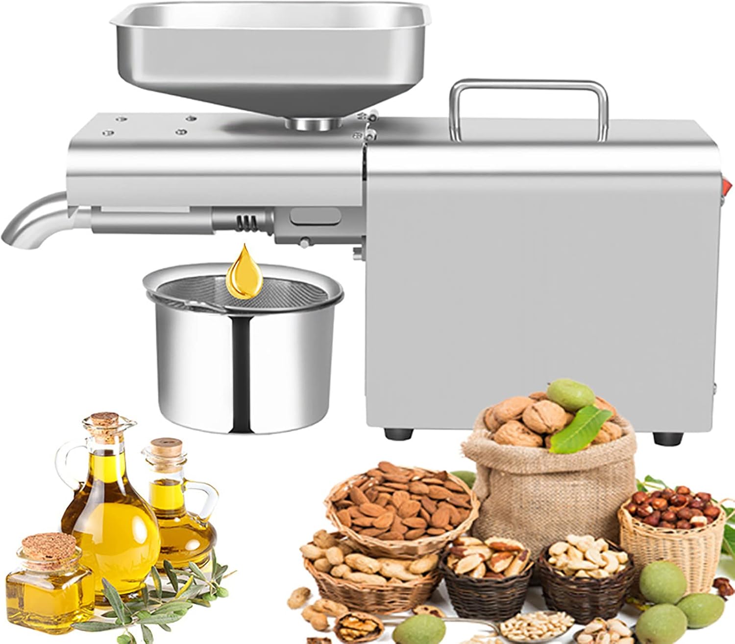 500W Commercial Automatic Oil Press, Stainless Steel Multifunctional ...