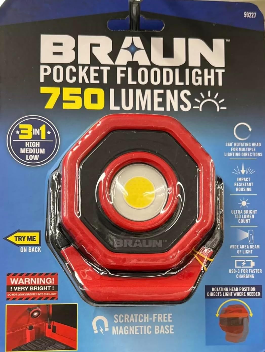 Generic Braun 750 Lumen Rechargeable Ultra-Compact Magnetic LED ...