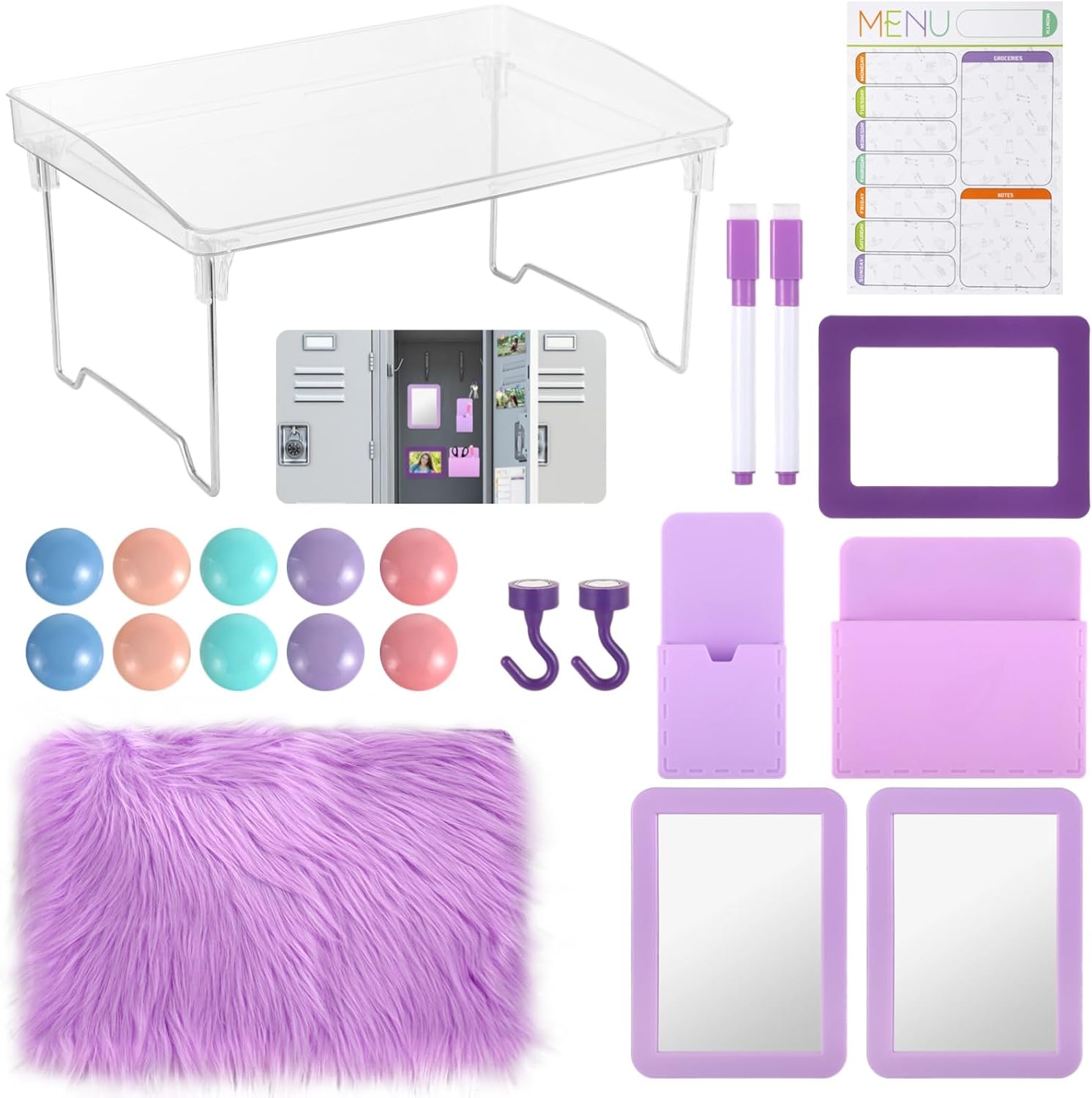 Amazon.com: OMISTAR 22 Pcs Locker Organizer Kit - Purple Locker ...