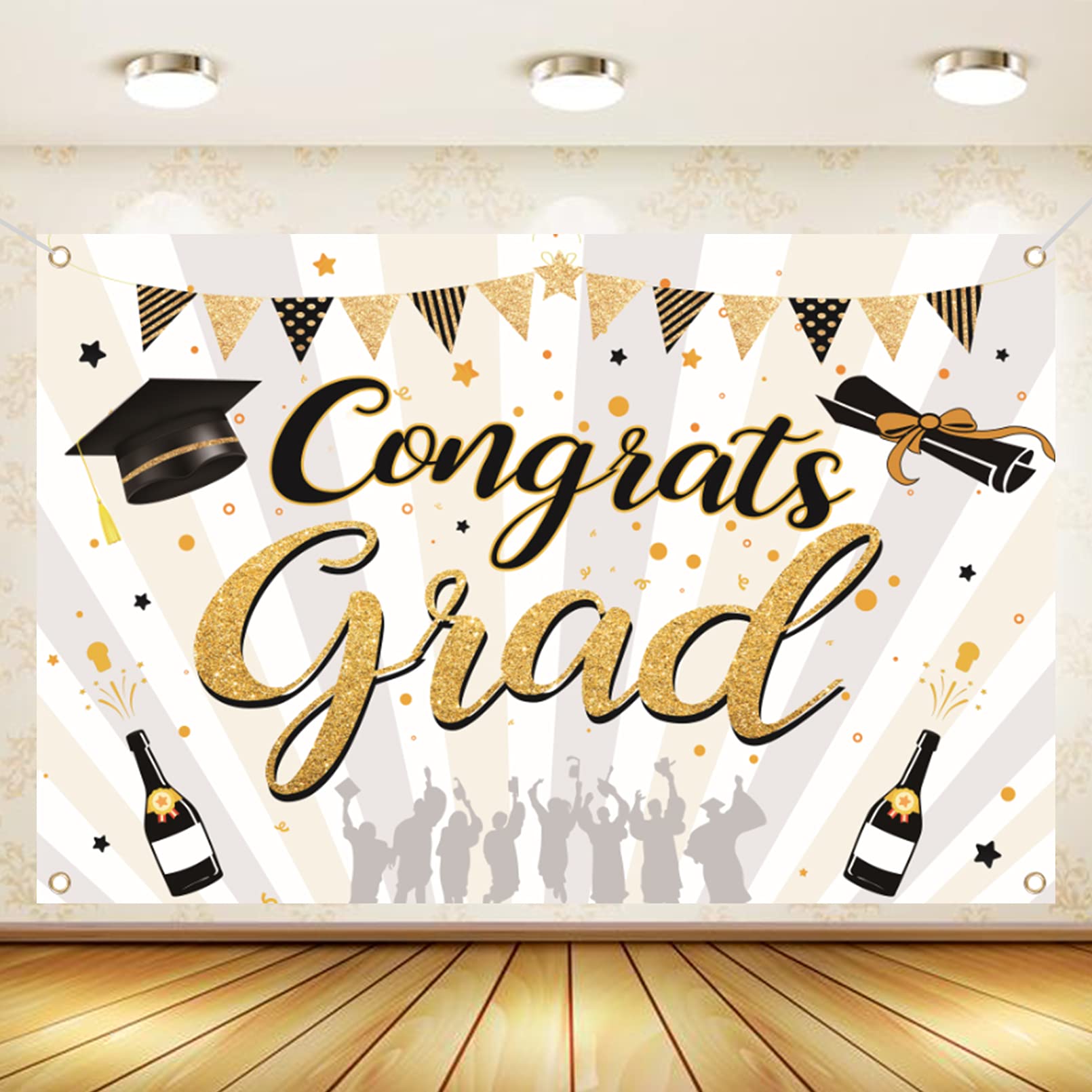 Unves 71 X 45 Graduation Backdrop Extra Large Congratulations ...