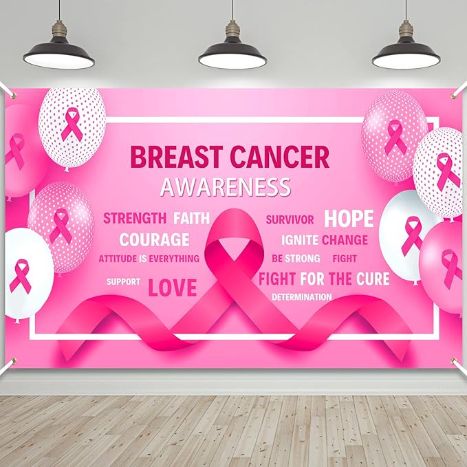 Amazon.com : Breast Cancer Awareness Banner Backdrop decor Hope Faith ...