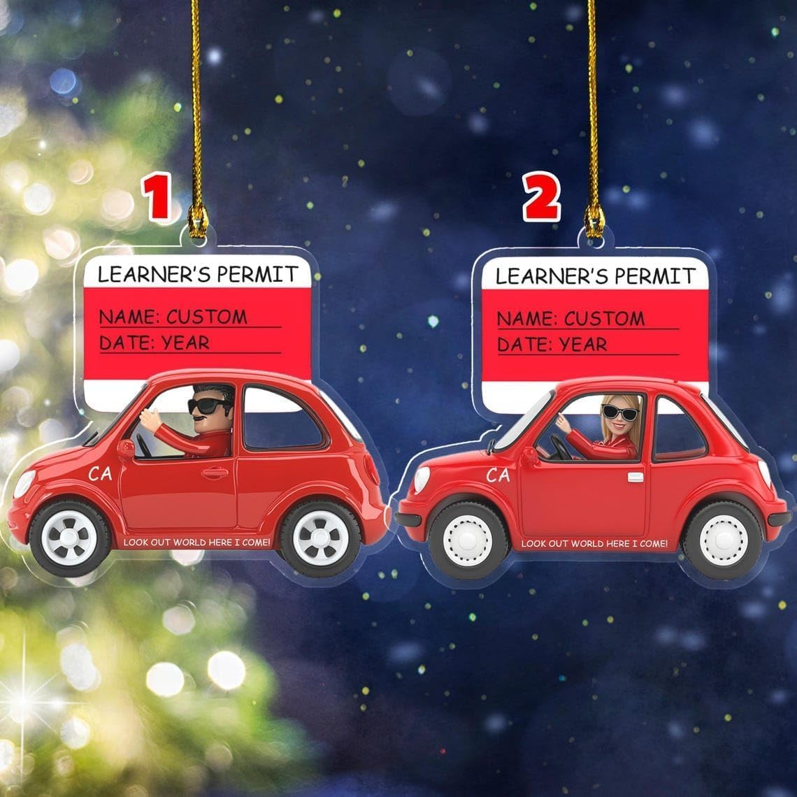 Amazon.com: Personalized 2D Driver Learner's Permit Christmas Ornament ...