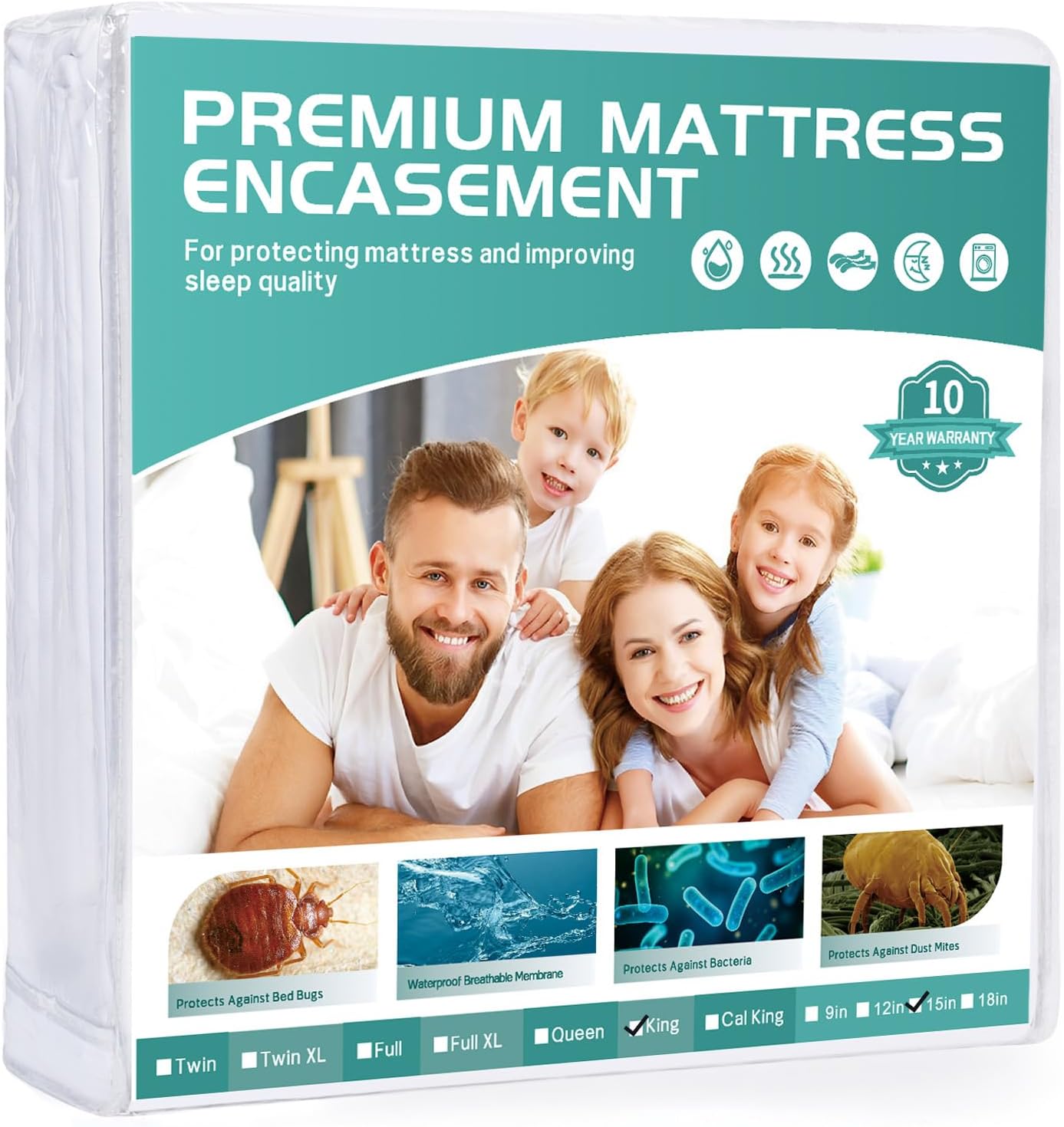 Amazon.com: Plastic Mattress Protector Zippered King, Waterproof Vinyl ...