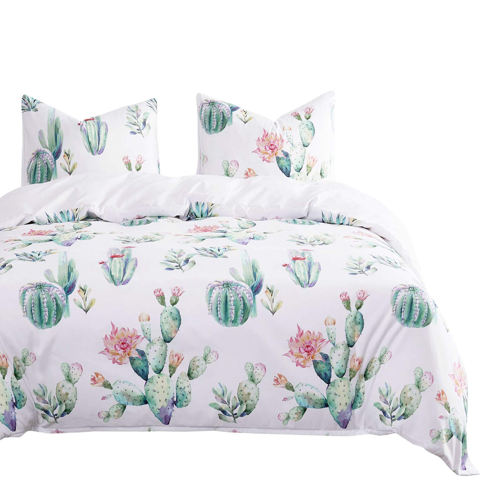 Amazon.com: Wake In Cloud - Cactus Comforter Set, Colorful Watercolor ...