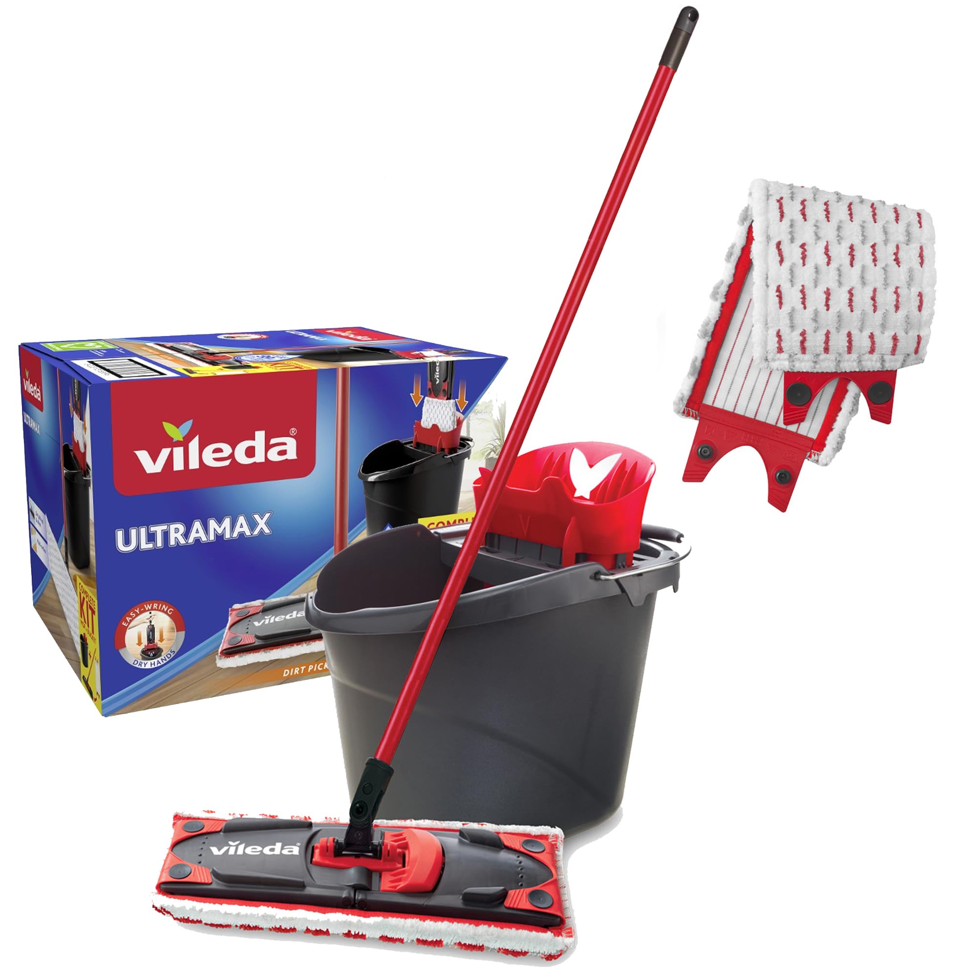 Vileda Ultramax Flat Mop and Bucket Set with 1 Extra Refill | Multi ...