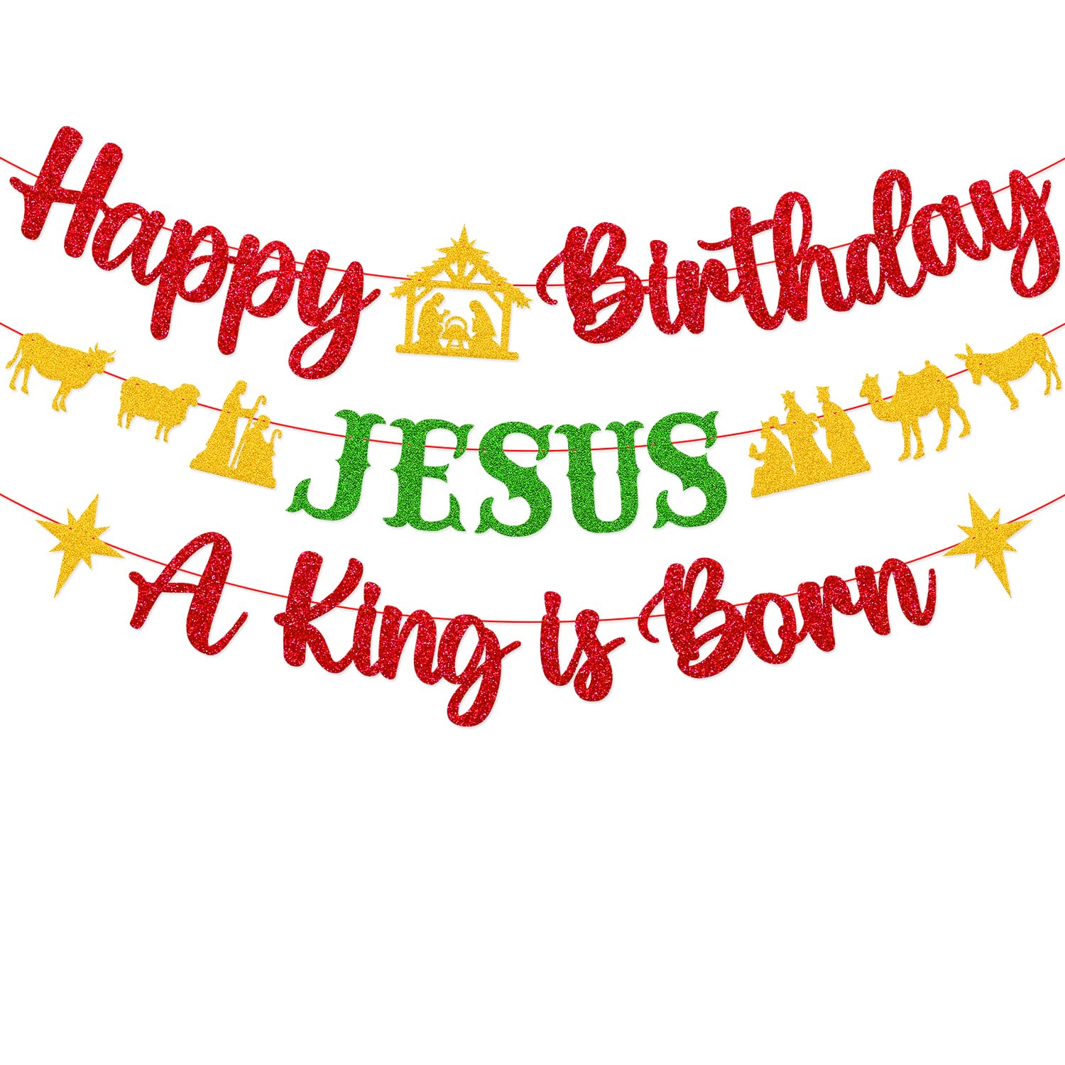 Amazon.com: Happy Birthday Jesus A King is Born Banner Merry Christmas ...