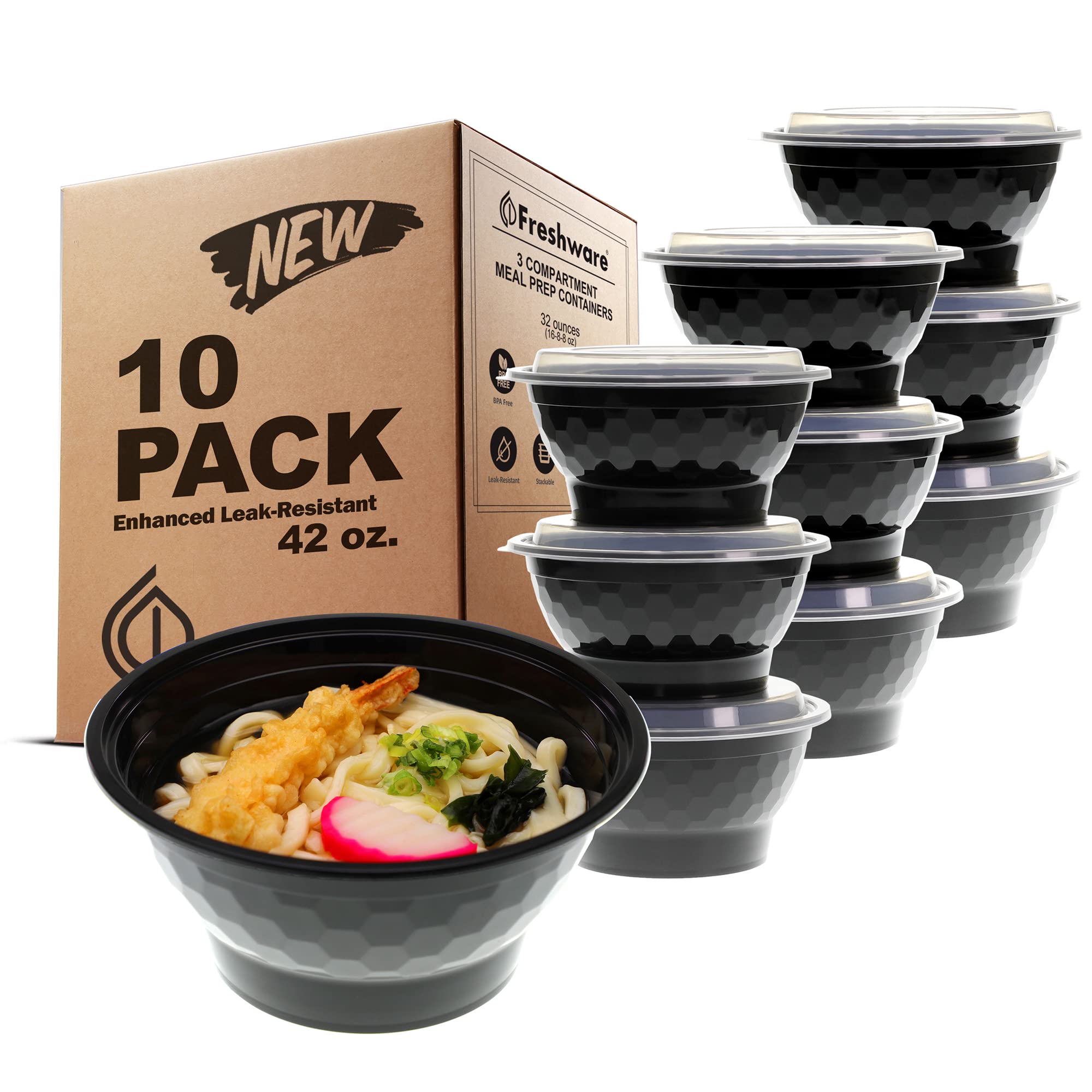Amazon.com: Freshware Meal Prep Containers with Lids [10 Pack] Plastic ...