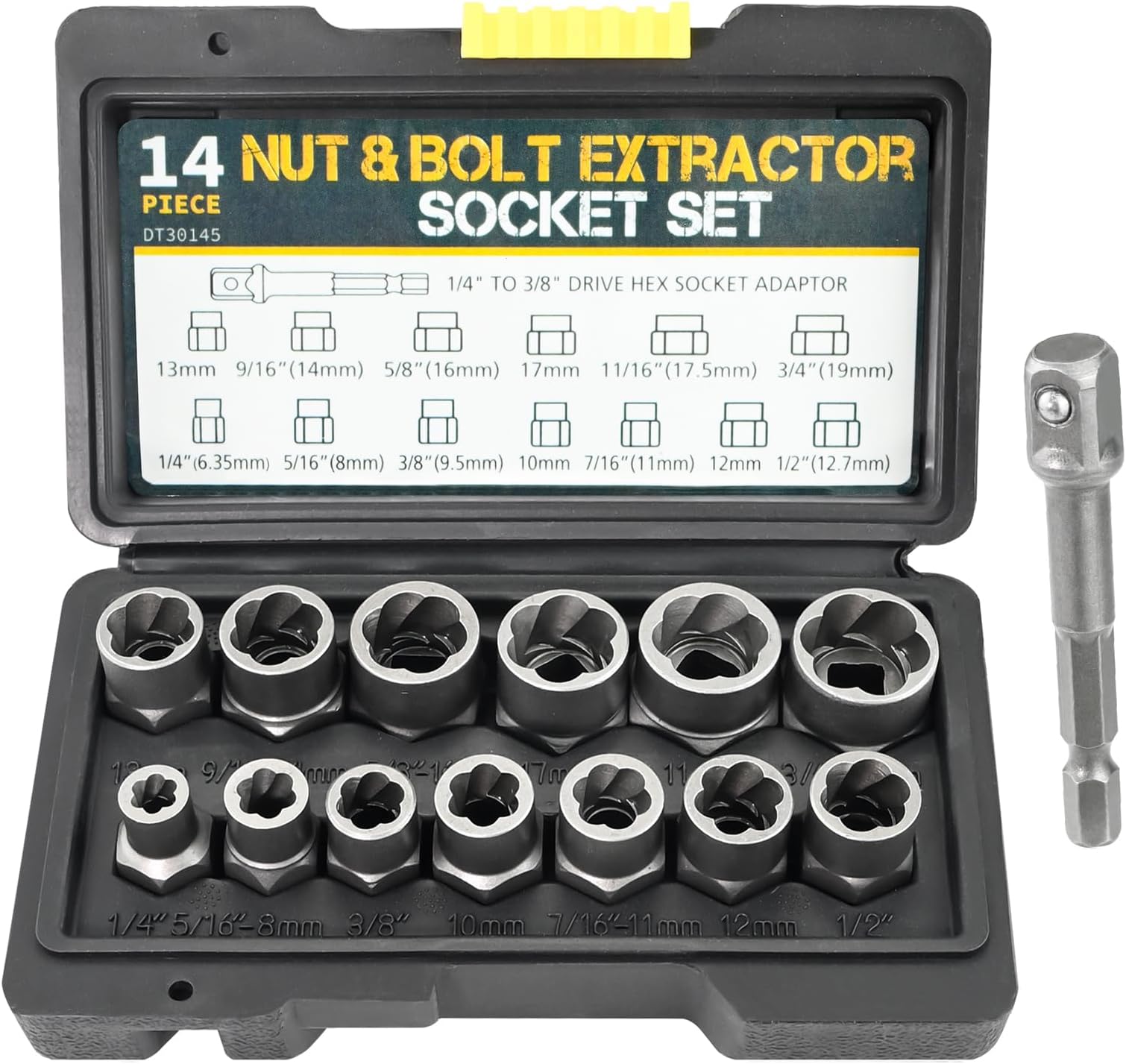 14 PCS Bolt Extractor Set, Impact Bolt & Stripped Lug Nut Remover ...