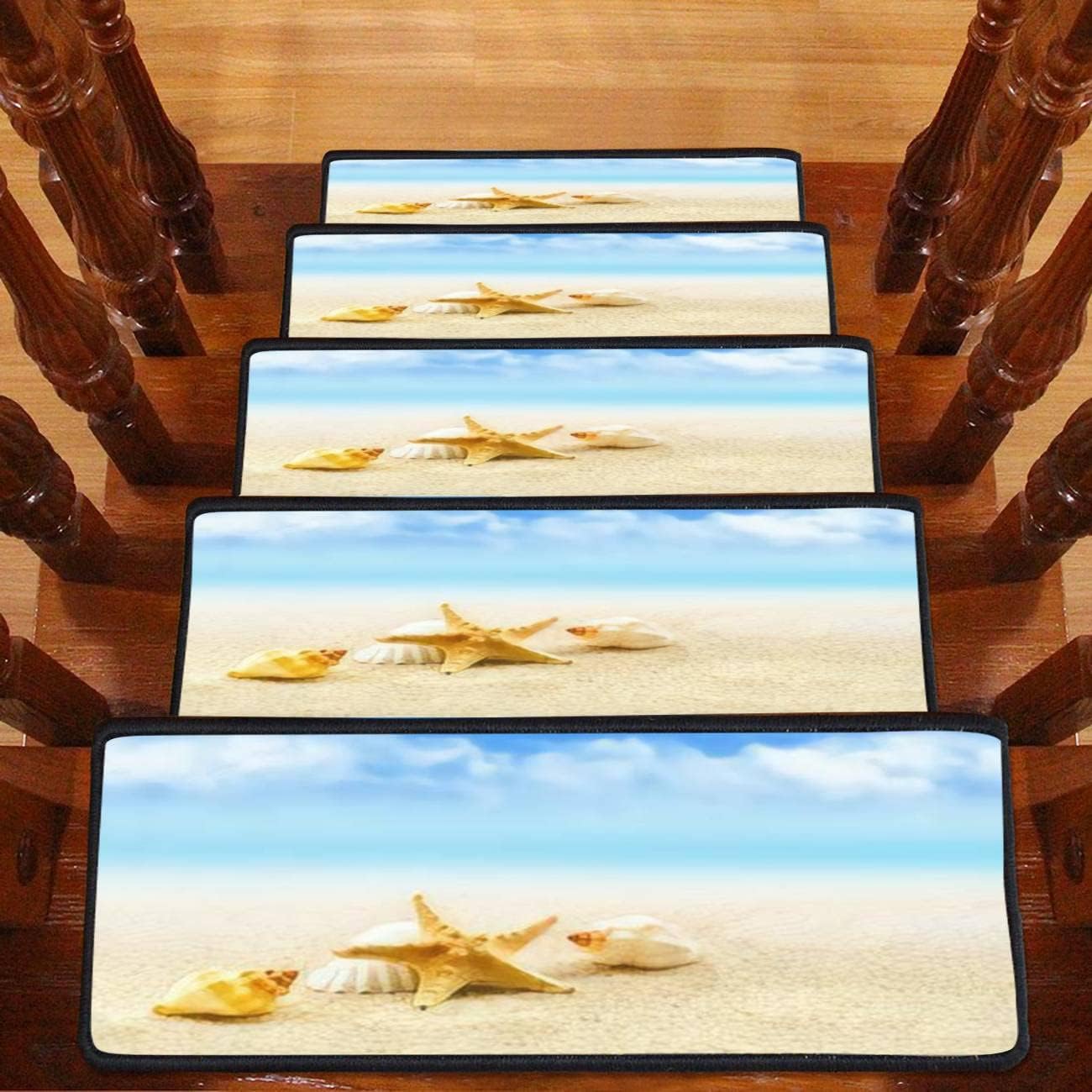 Amazon.com: Summer Beach Starfish Seashell Sand 30''x8'' Non-Slip Self ...