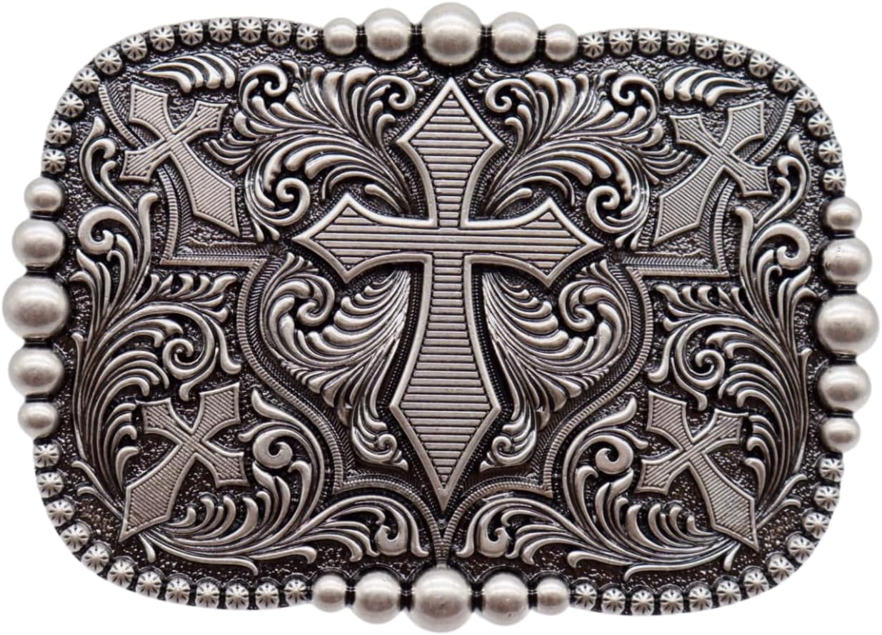 Amazon.com: Men Western Fashion Belt Buckle Antique Silver Metal ...