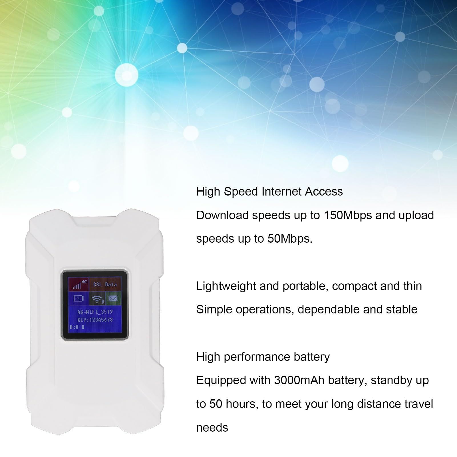 Portable WiFi 4G LTE Mobile Hotspot Router - Device Connects 32 Devices ...