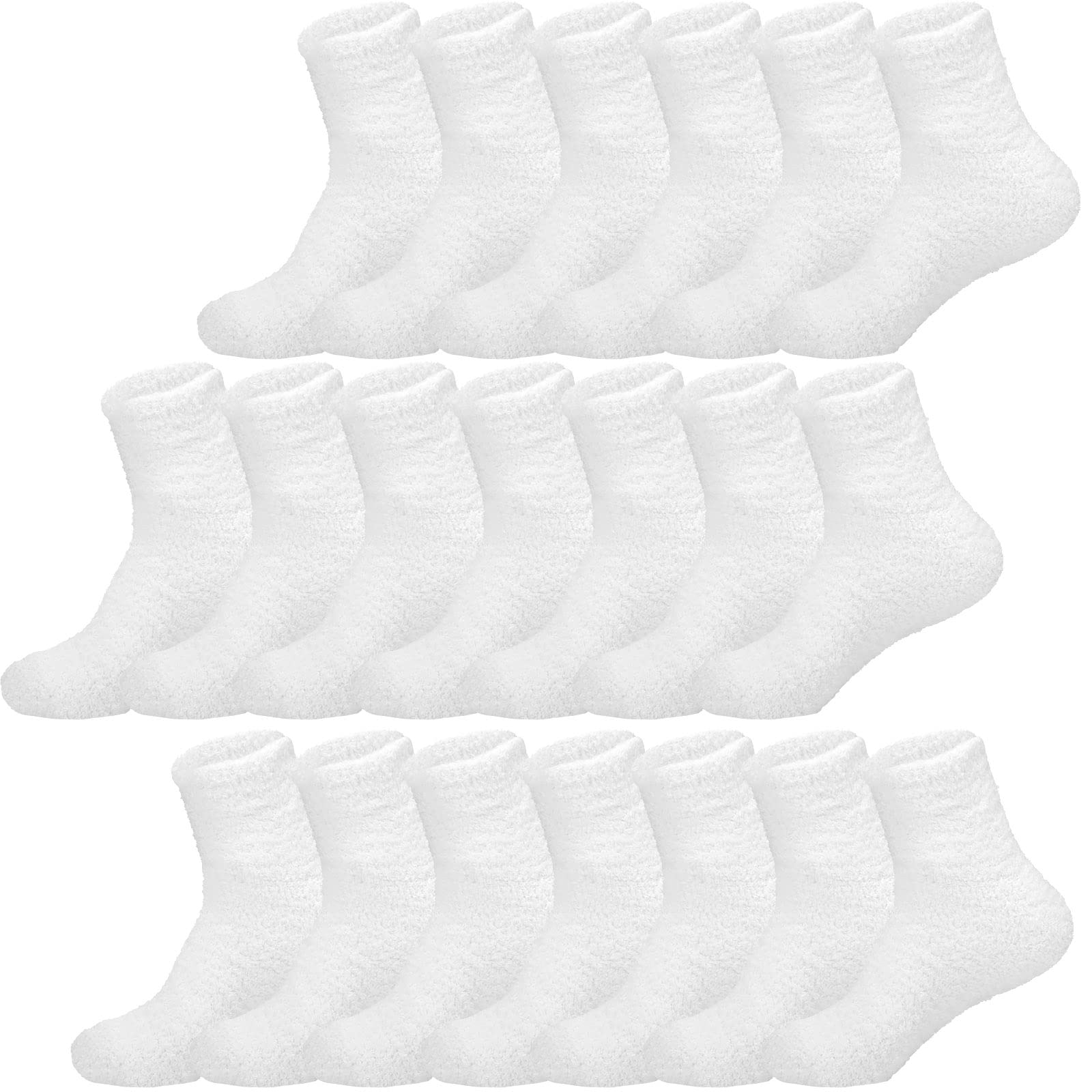 Weewooday 20 Pairs Fuzzy Socks Bulk Fluffy Cozy Slipper Warm Soft ...