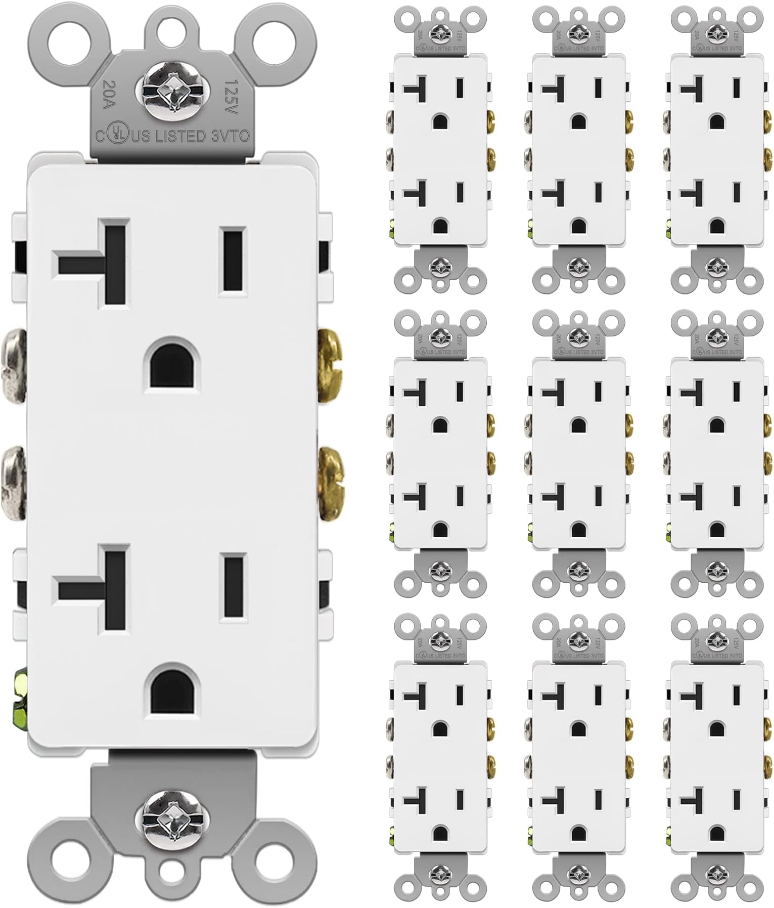 [10 Pack] BESTTEN 20 Amp Decorator Wall Receptacle Outlet, Non-Tamper ...