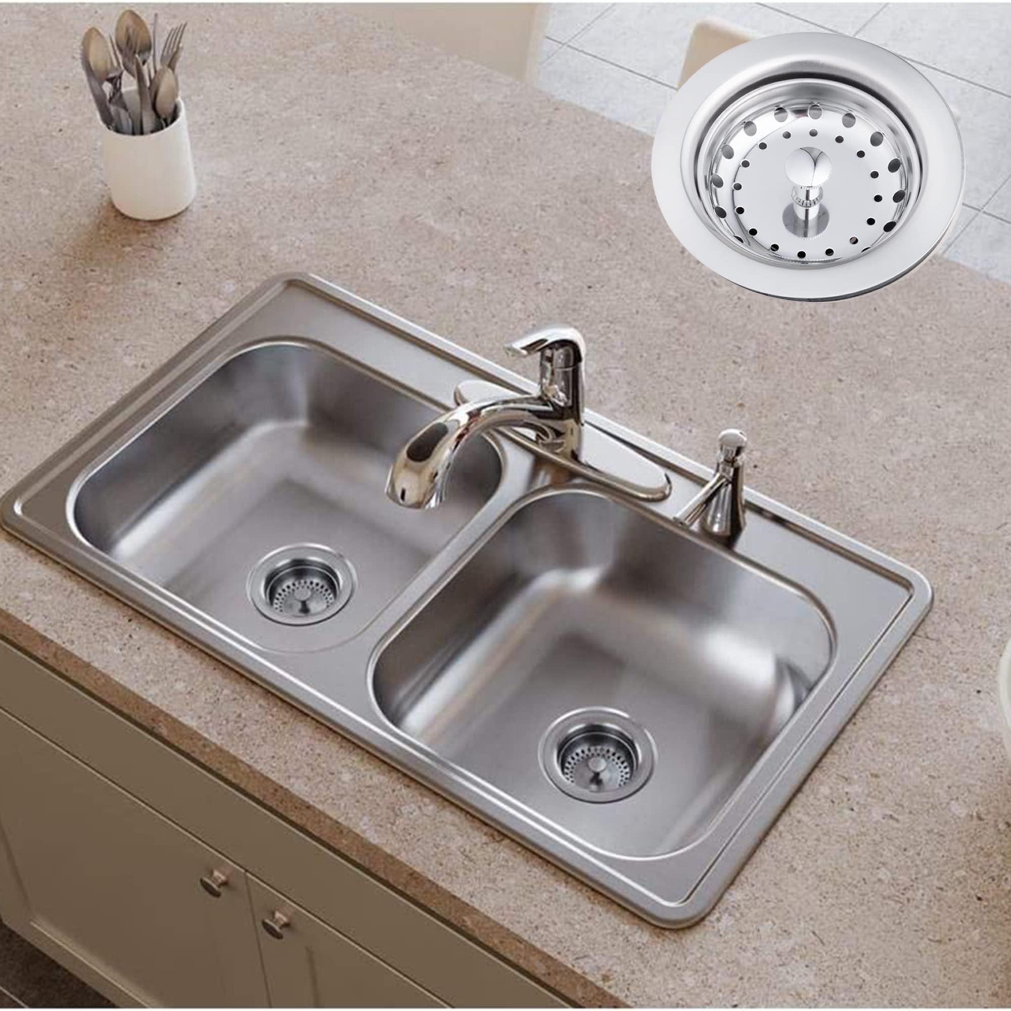 Snapklik.com : Artiwell 2-Pack Kitchen Sink Basket Strainer And Stopper ...