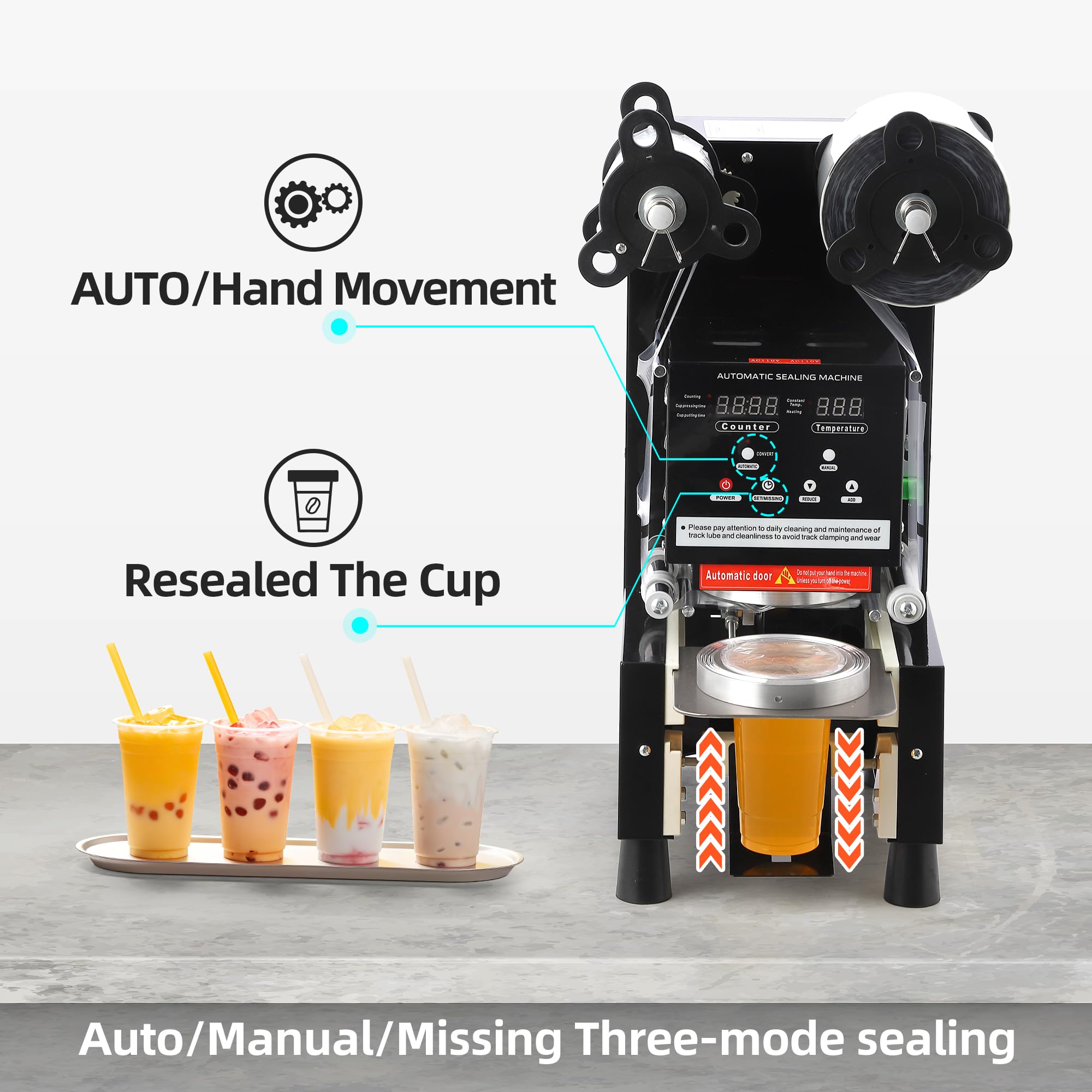 Snapklik.com : Automatic Cup Sealing Machine,500-600 Cups/H Boba Cup ...