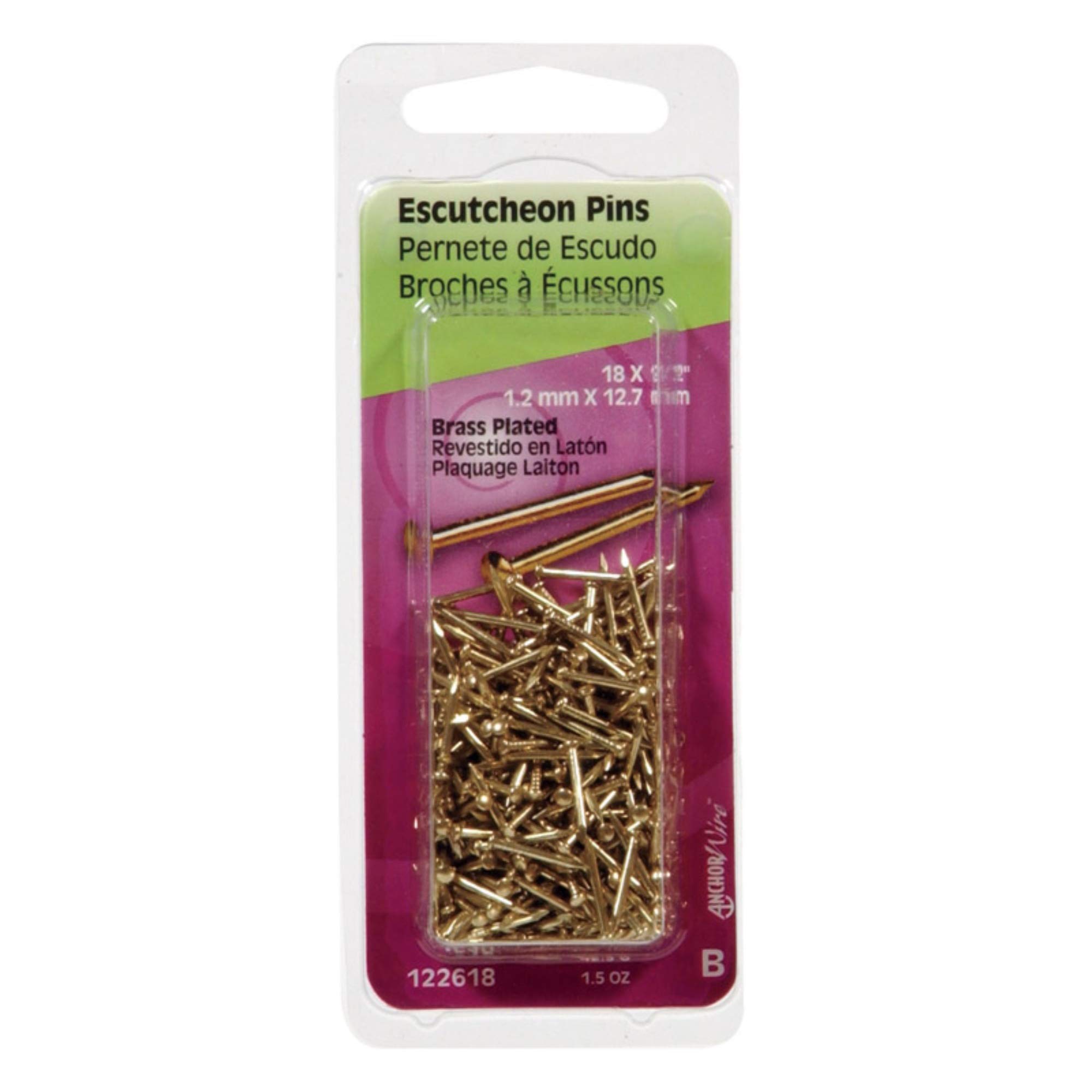 Escutcheon Pins, Brass-Plated, 1/2-In. x 18, 1.5-oz.: Amazon.com: Tools ...