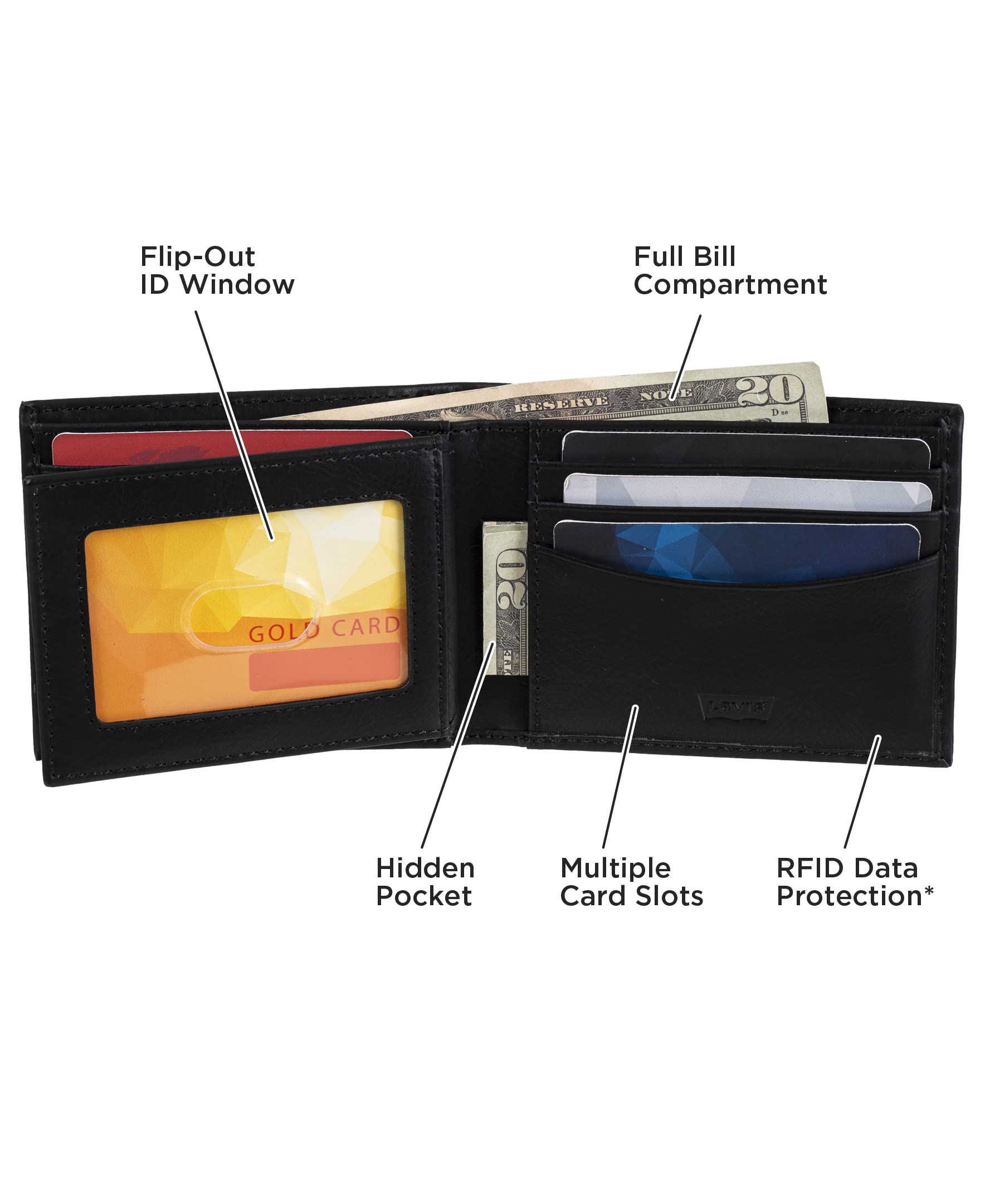 Snapklik.com : Levis Mens RFID Extra Capacity Slimfold Wallet