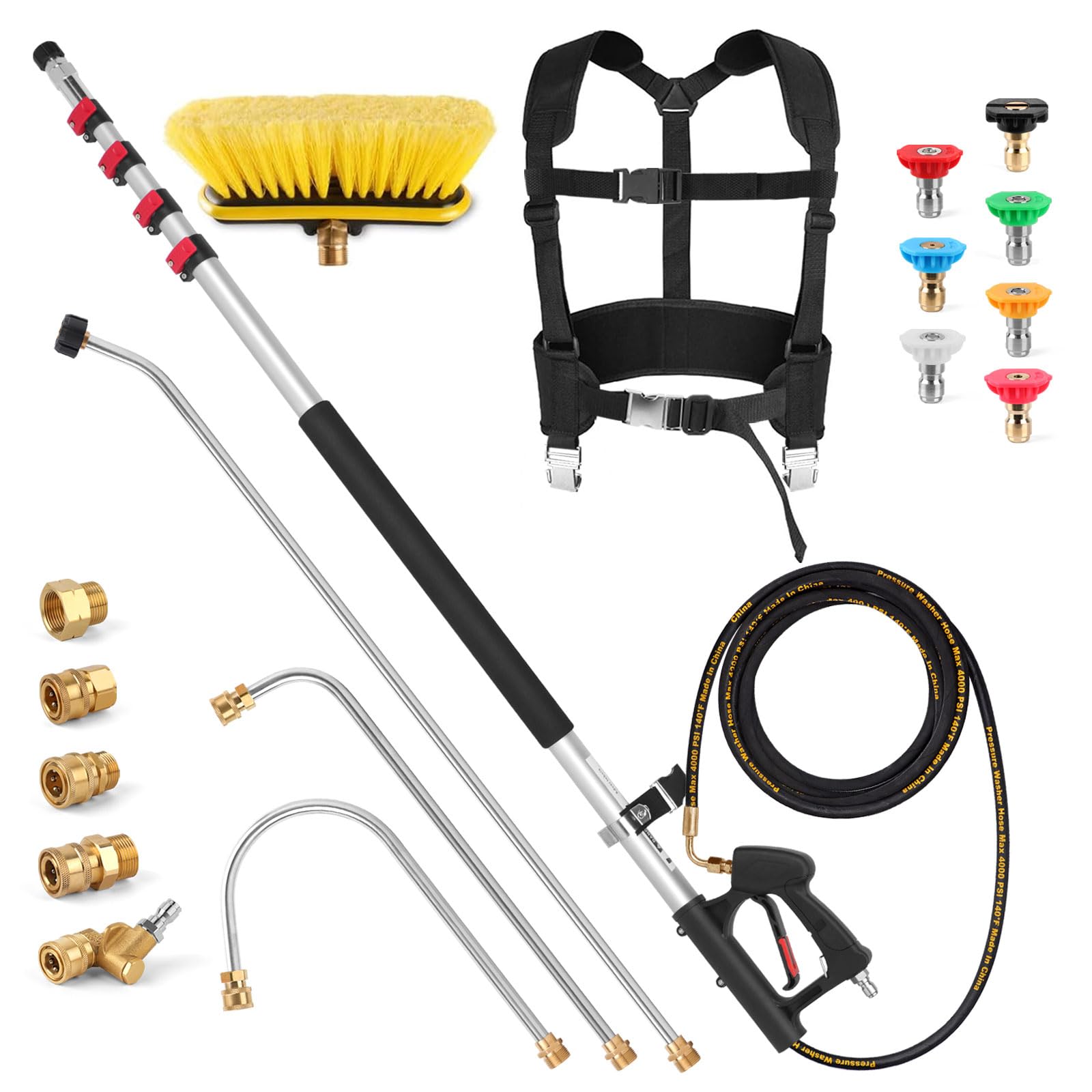 Amazon.com: GIANTOOL Pressure Washer Telescoping Wand 24 FT, Gutter ...