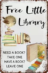 Amazon.com: Free Little Library Sign Reading Room Metal Signs Wall Art ...