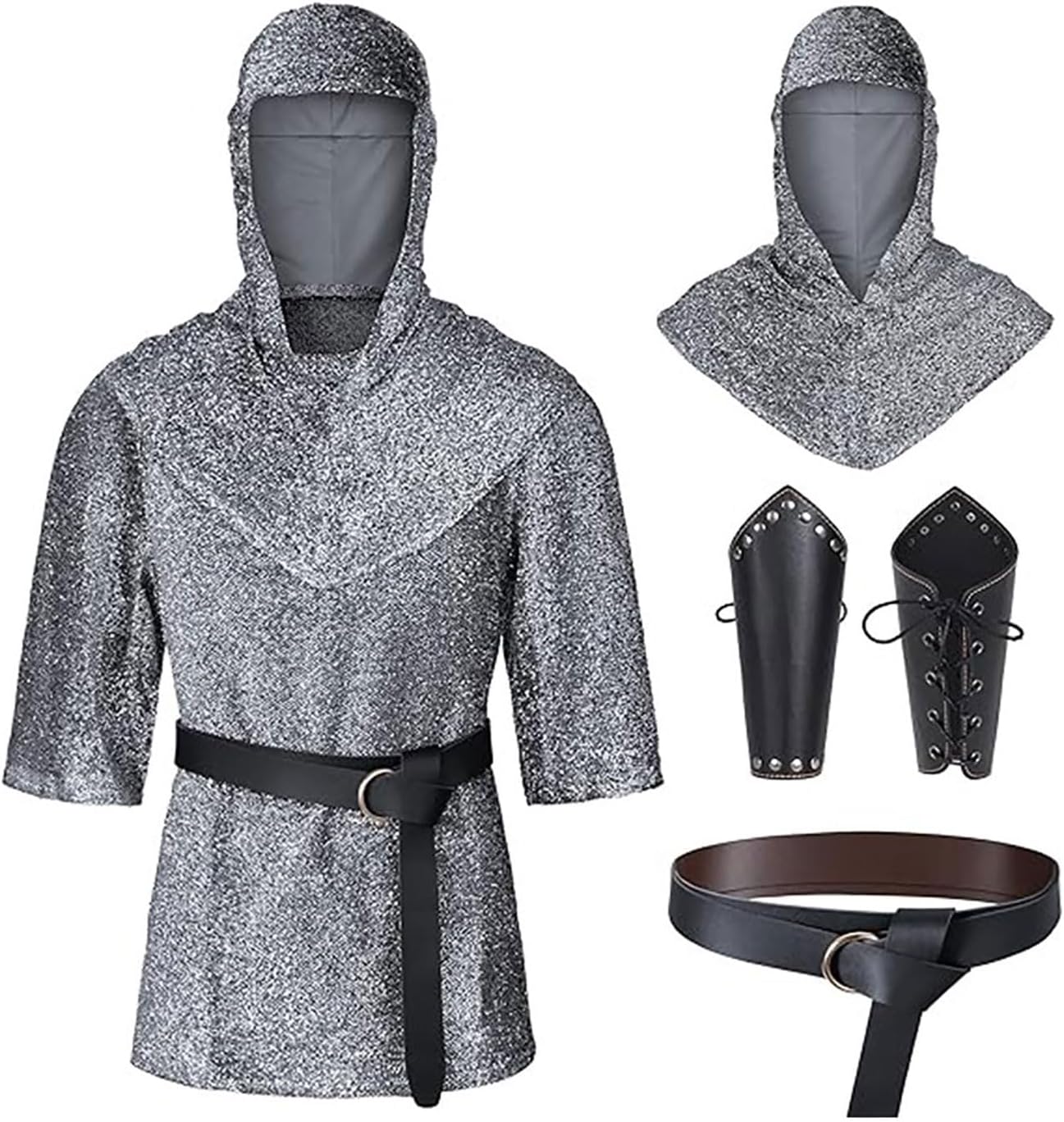 5PCS Chainmail Top Set, Renaissance Faux Chain Mail Armor Tunic Shirt ...